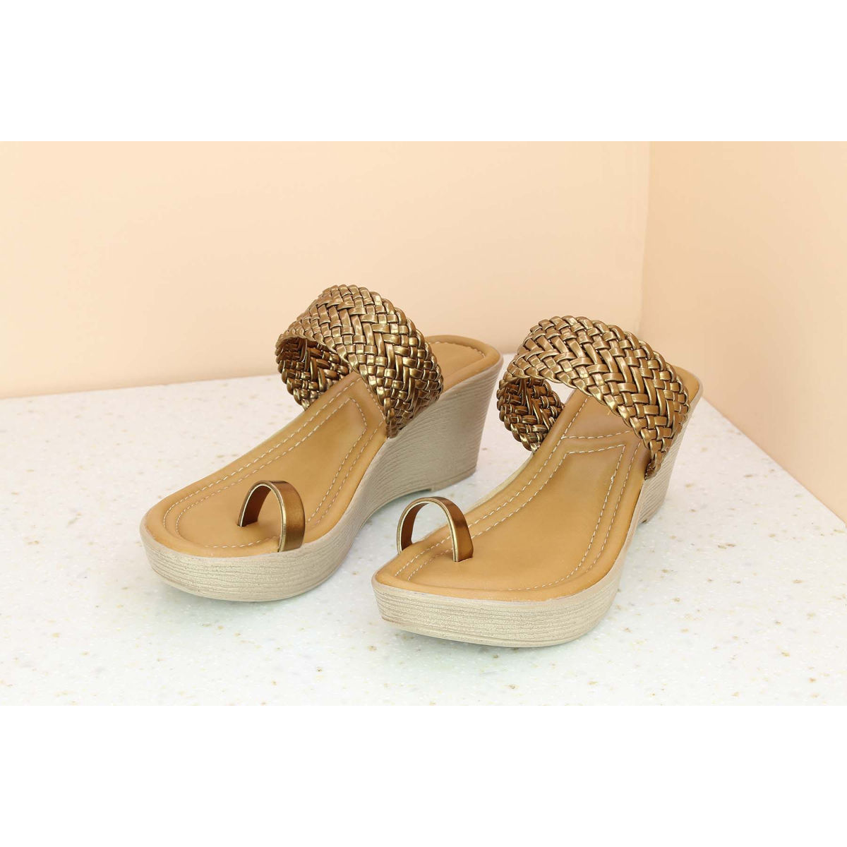 Buy Inc.5 High Heel Fashion Ant Gold Mules Online