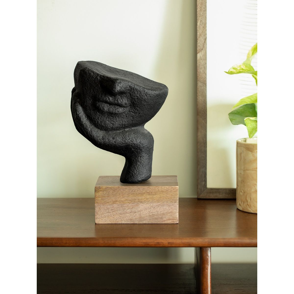 Buy Ellementry Restive Face Ecomix Black Sculpture for Home and Living ...