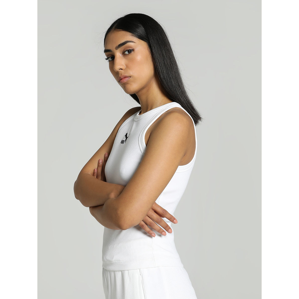Buy Puma CLASSICS Ribbed Slim Womens White Tank Top Online