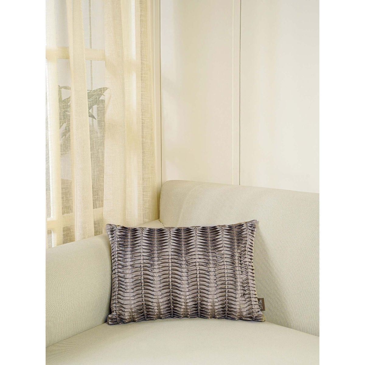 Buy Pure Home + Living Beige Pleated Cushion Cover Online