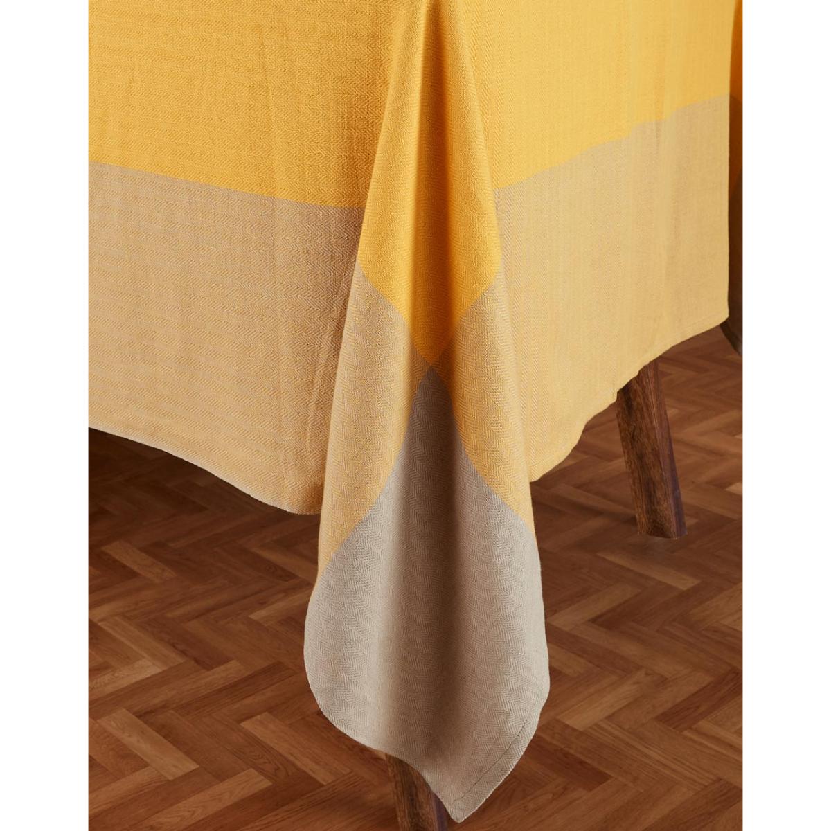 Buy Fabindia Beige Mustard Adesh Cotton Woven Table Cover Online