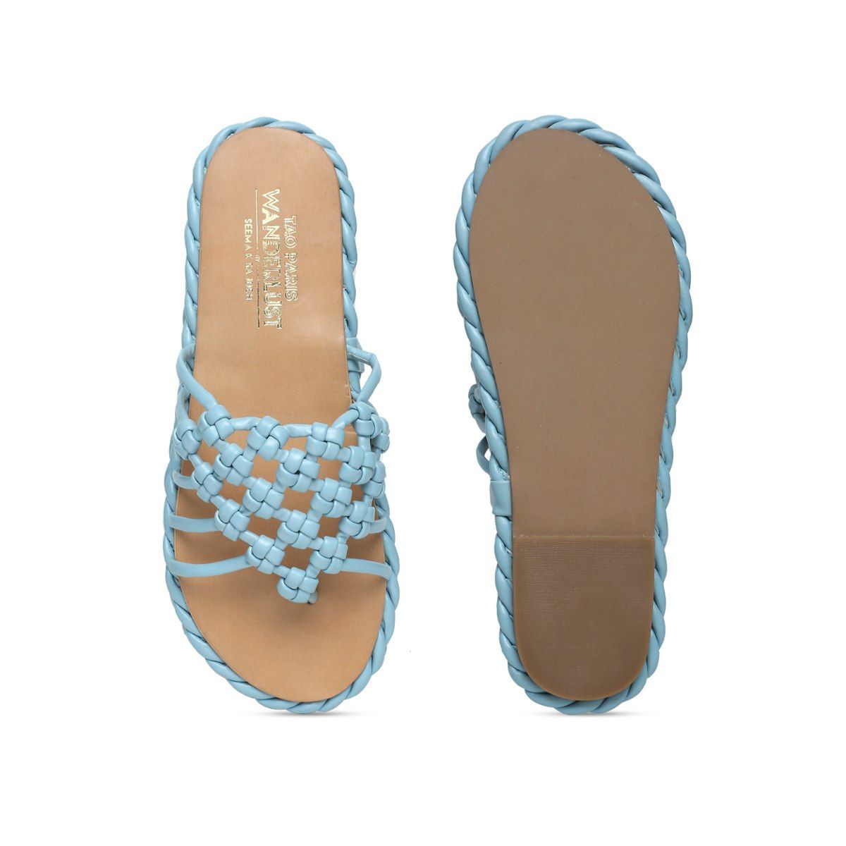 Buy Tao Paris Lisbon Braided Casual Blue Sliders Online