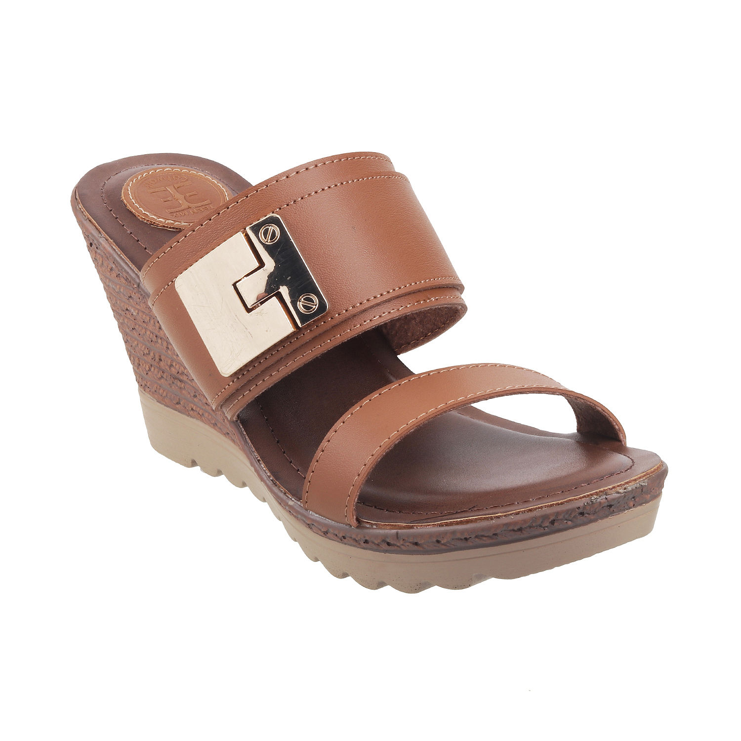 CATWALK Brown Metallic Accent Wedges: Buy CATWALK Brown Metallic Accent ...