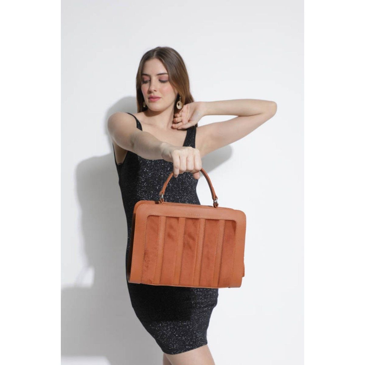 Buy Clotche Classic Orangish Brown Formal Hand Bag Online