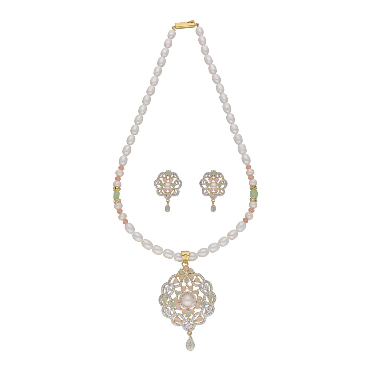 Sri Jagdamba Pearls Cherry 1 Line Pearl Necklace Set: Buy Sri Jagdamba ...
