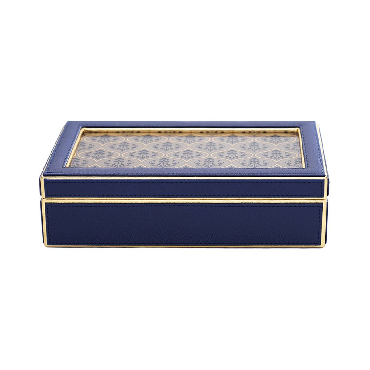 Buy Pure Home + Living Ziya Blue Gold Lid Box Large Online
