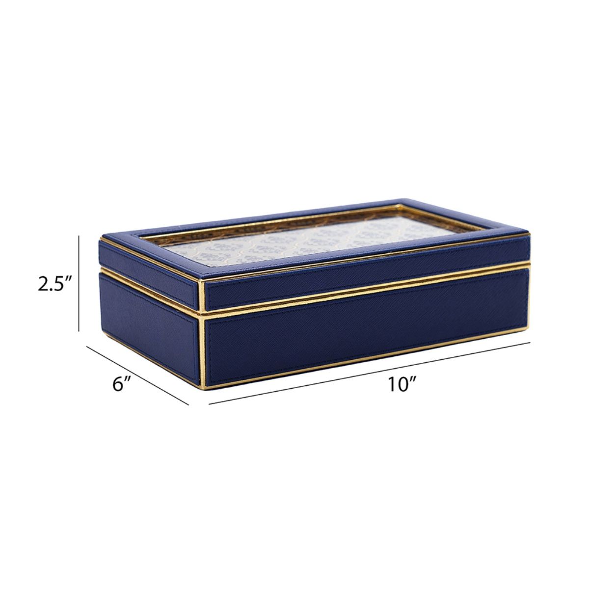 Buy Pure Home + Living Ziya Blue Gold Lid Box Large Online