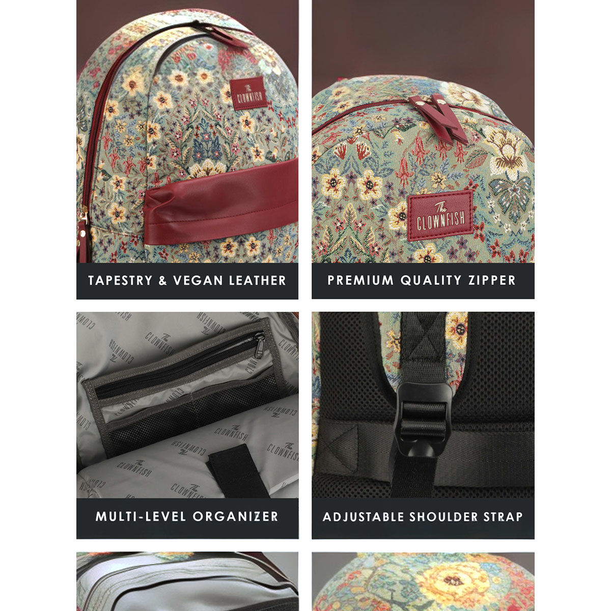 Buy The Clownfish Multicolor Floral Printed Backpack Online