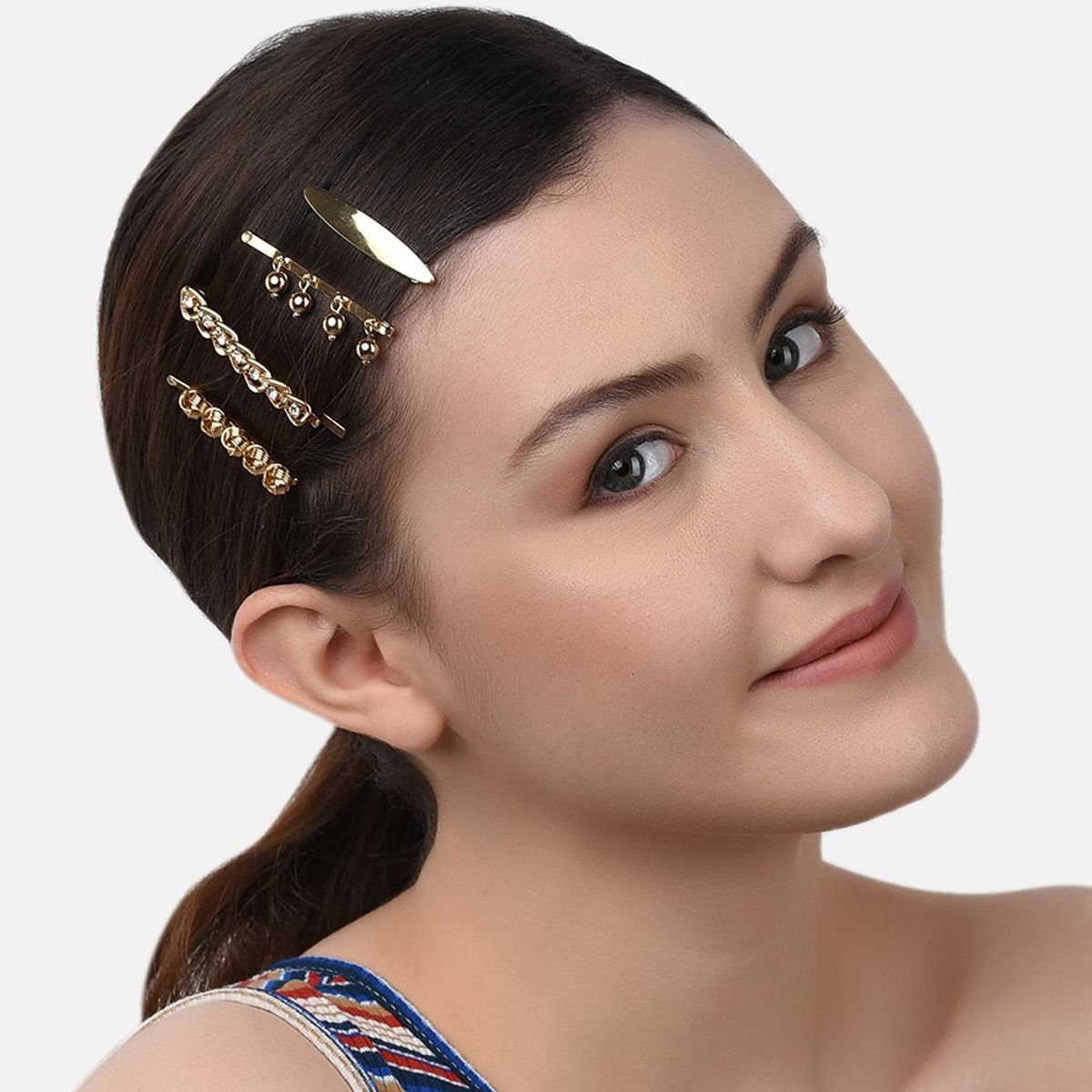 Buy Zaveri Pearls Gold Tone Set of 4 Dangling Beads & Austrian Diamonds ...