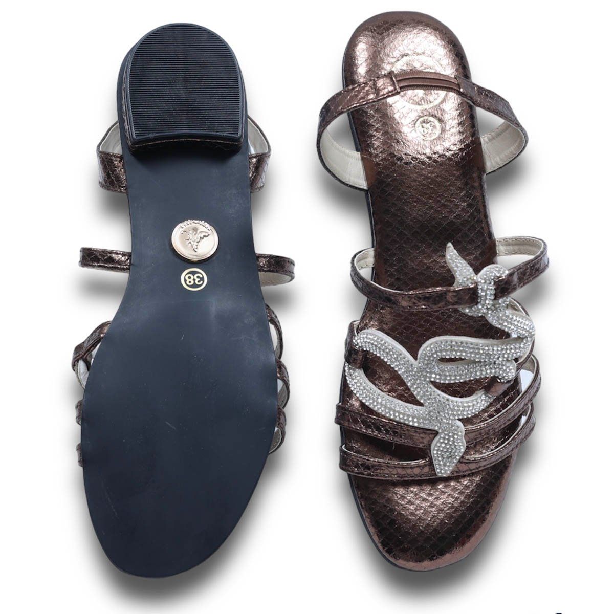 Buy Sana K Luxurious Footwear Brown Zig Zag Open Toe Heel Sandals Online