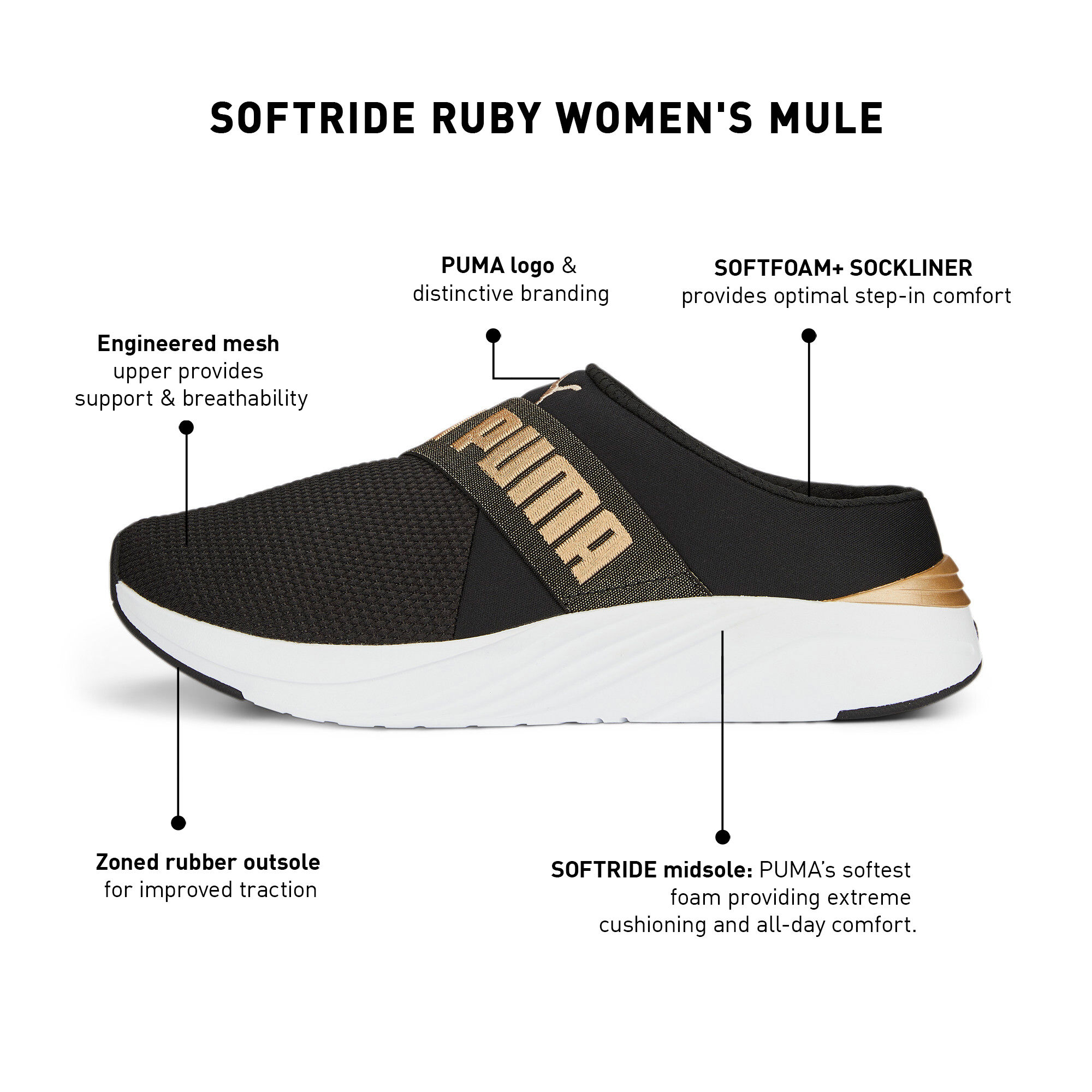 Buy Puma Softride Ruby Mule Women Black Running Shoes Online