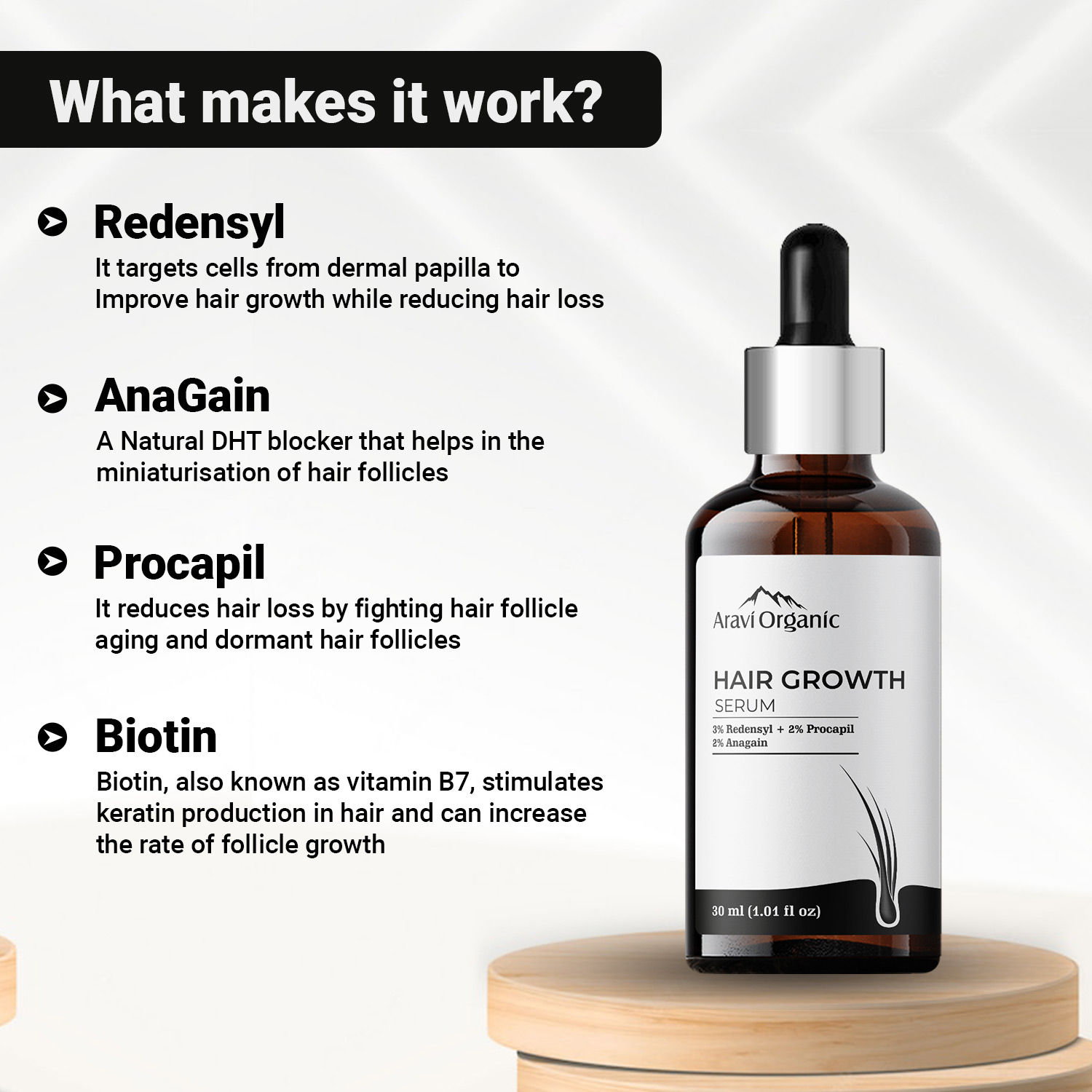 Aravi Organic Advanced Hair Growth Serum-Redensyle,Anagain,Procapil ...