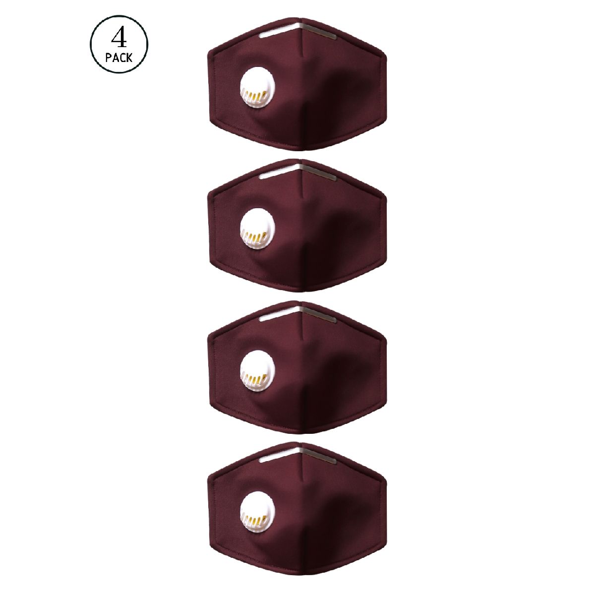 Bellofox 3-Ply Maroon Maroon Filter Valve Solid Cotton Face Mask (Pack ...
