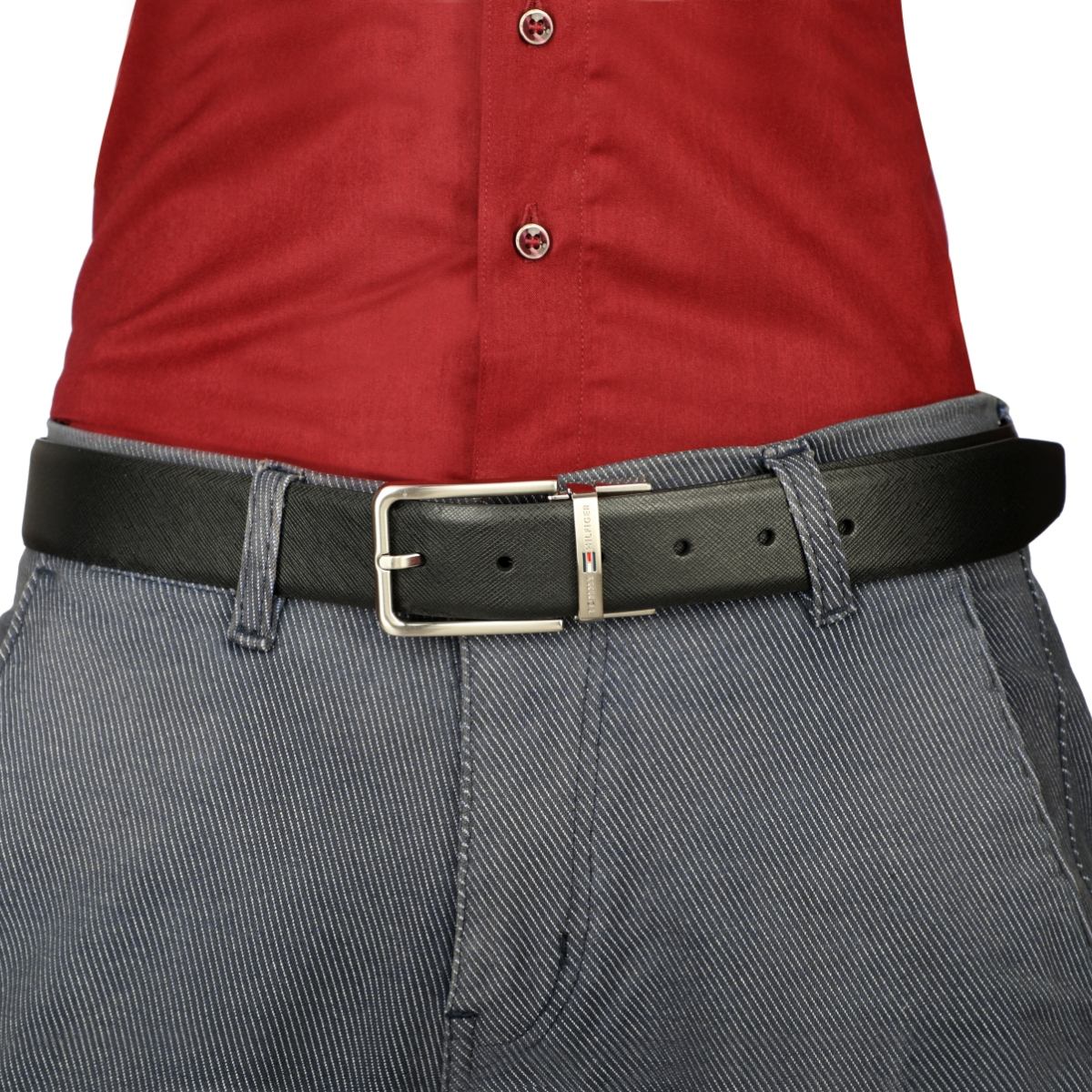 Tommy Hilfiger Kingsmen Mens Leather Reversible Belt- 1M Black + Wine ...