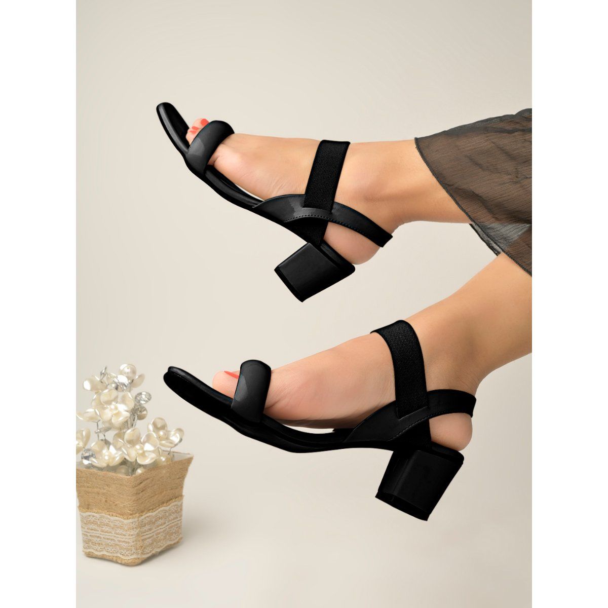 Buy Shoetopia Women Black Solid Slip On Heel Online