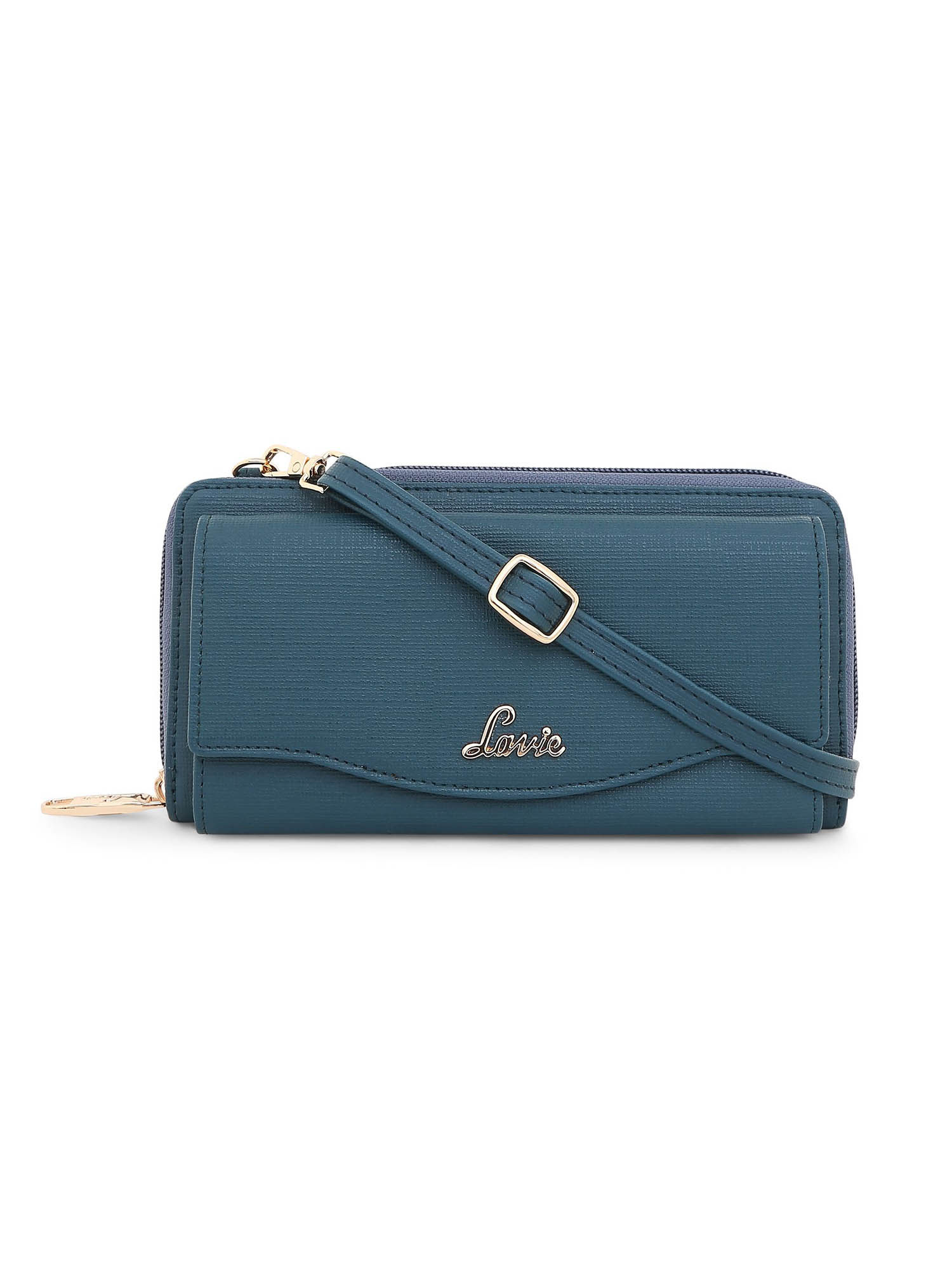 Buy Lavie Blue Polyurethane Andre Zaw Flap Wallet Online