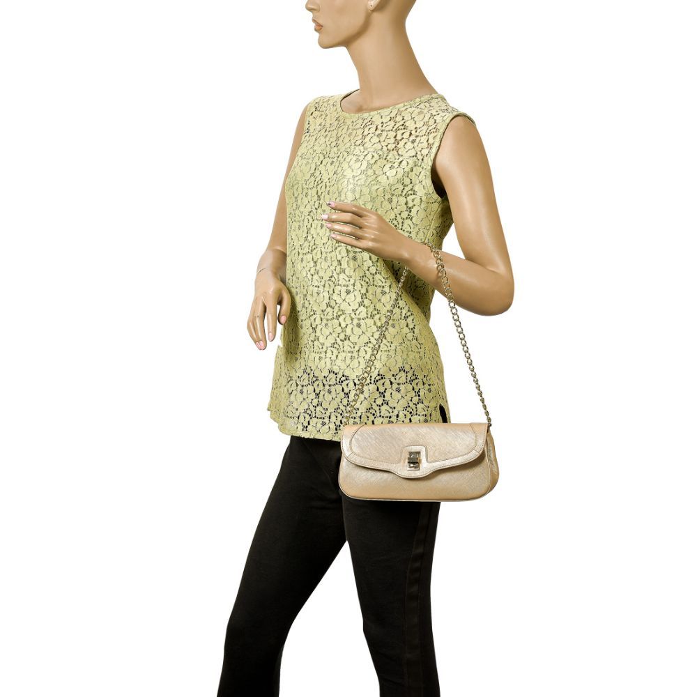 Buy Eske Elsa Clutch Leather Shoulder Bag,Gold Online