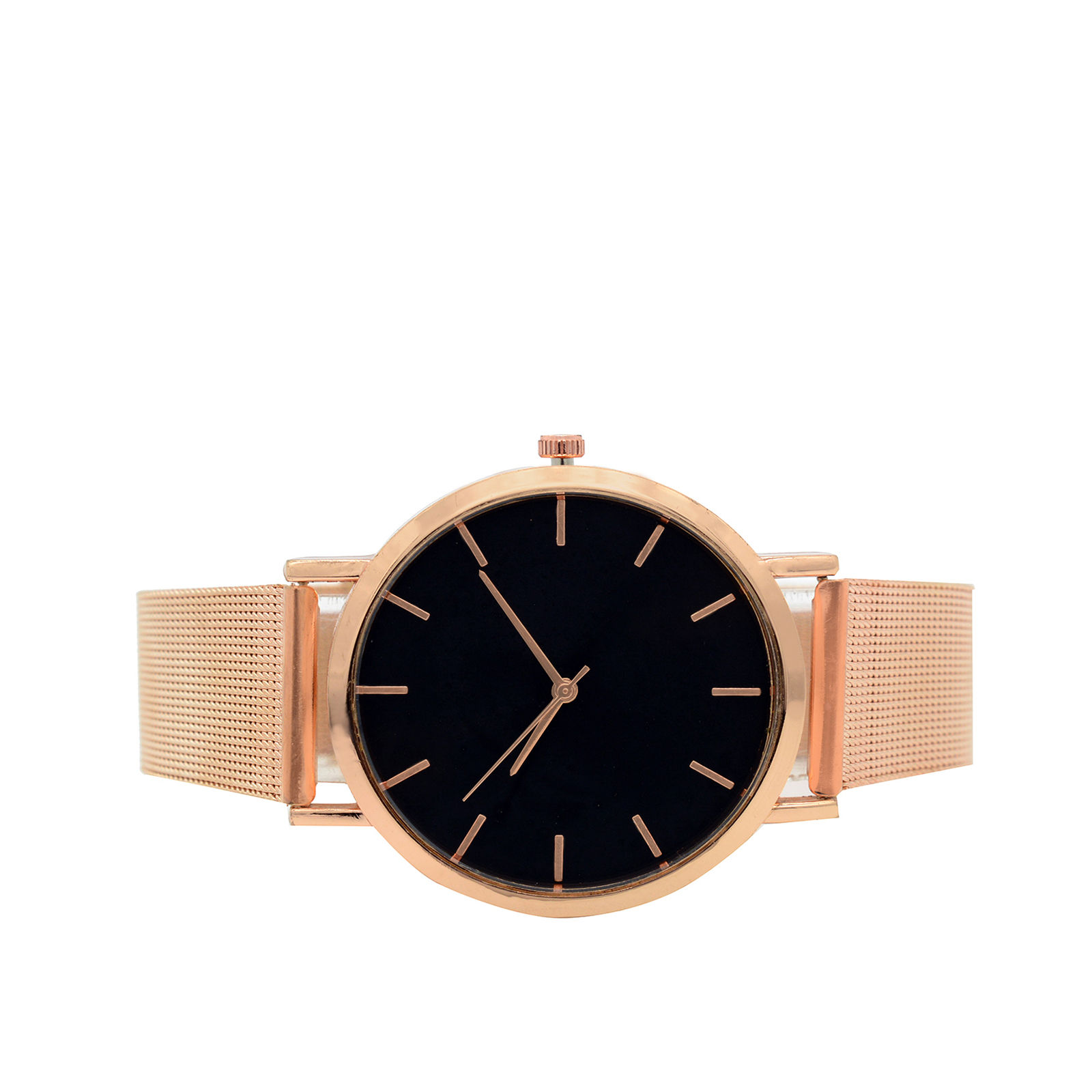 Buy Joker & Witch Alex Black Dial Rosegold Mesh Strap Watch Online