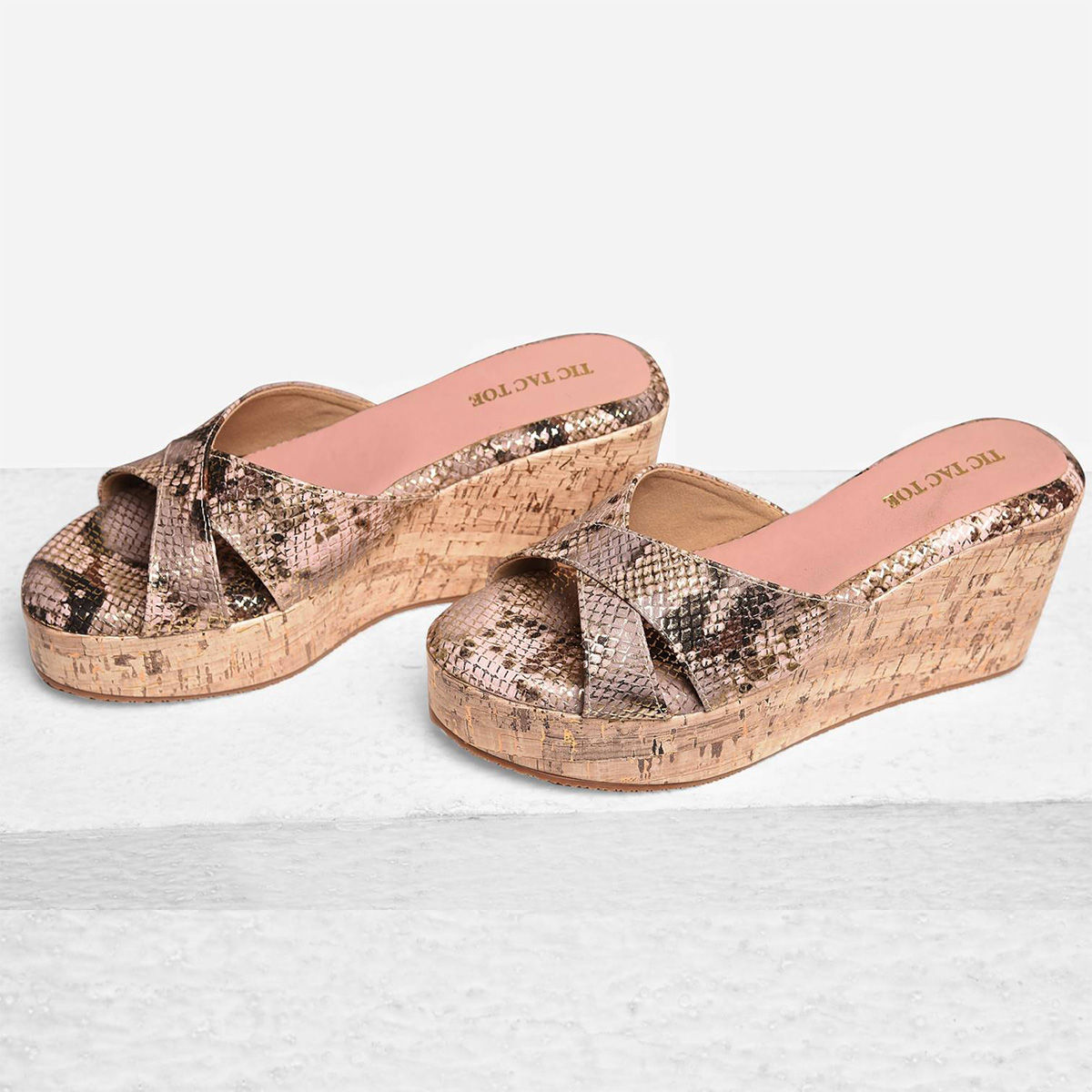 Buy Tic Tac Toe Pink Metallic Cross Wedges Online