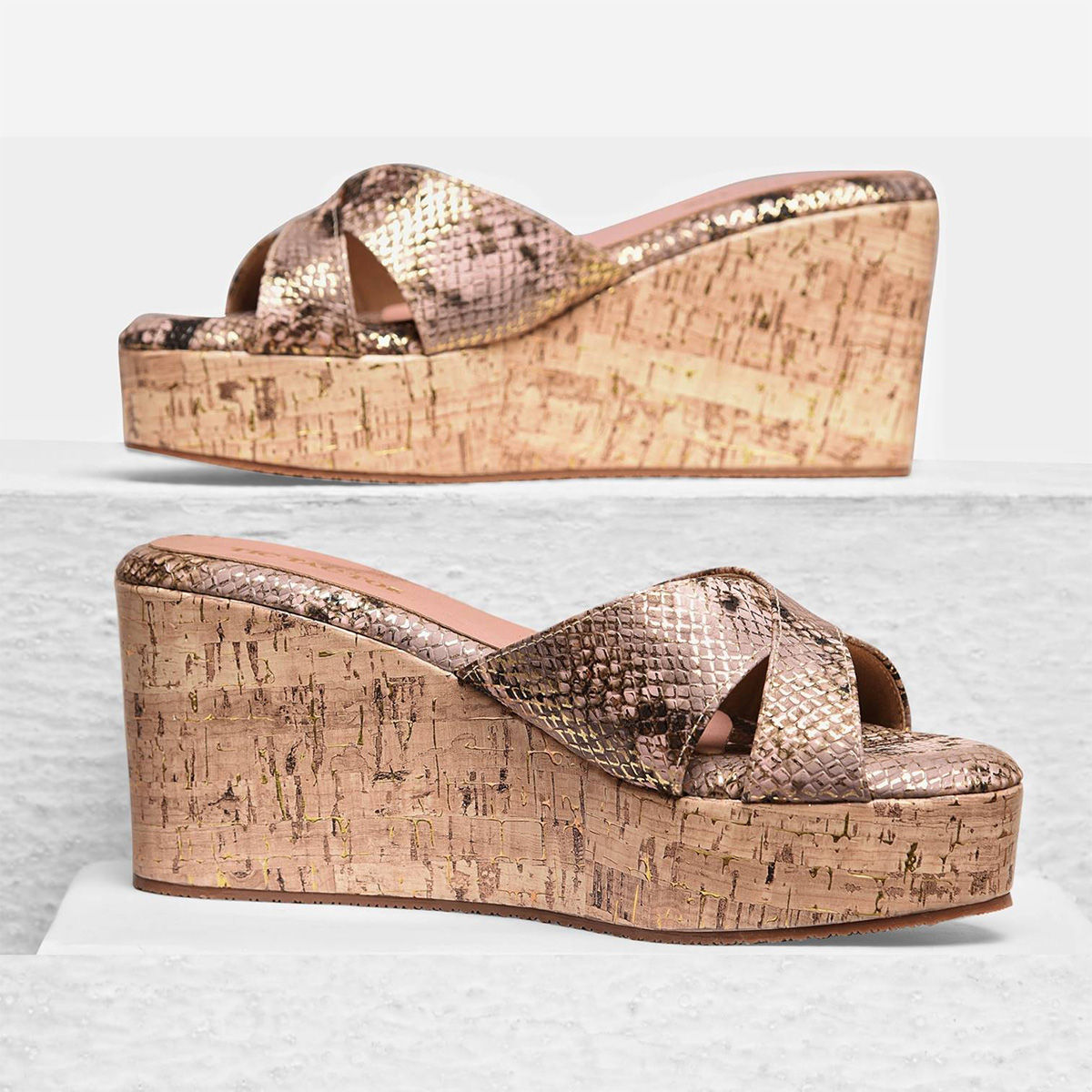 Buy Tic Tac Toe Pink Metallic Cross Wedges Online