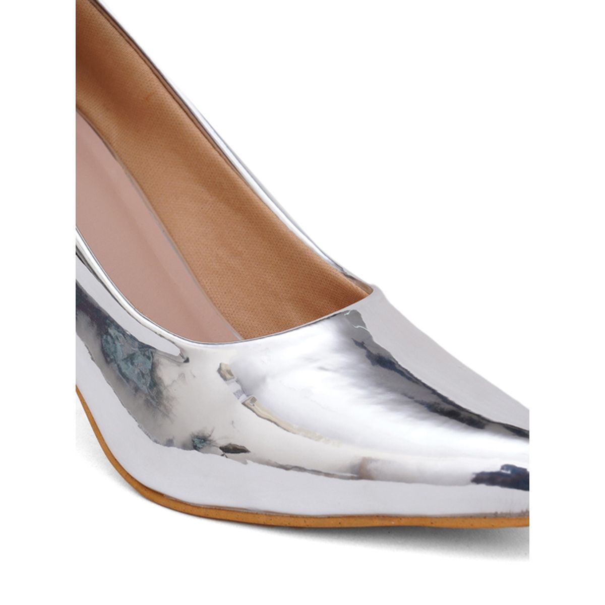 SHUZ TOUCH Solid Light Silver Metallic Pumps: Buy SHUZ TOUCH Solid ...