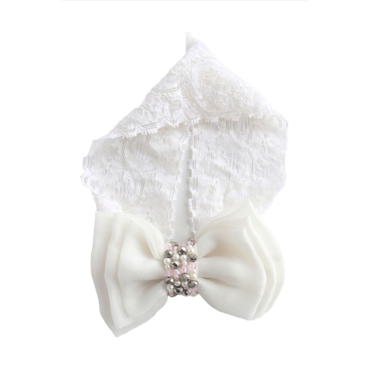 Choko Kids Adjustable Lace Bow Hairband with Pearls and Silver Crystals ...