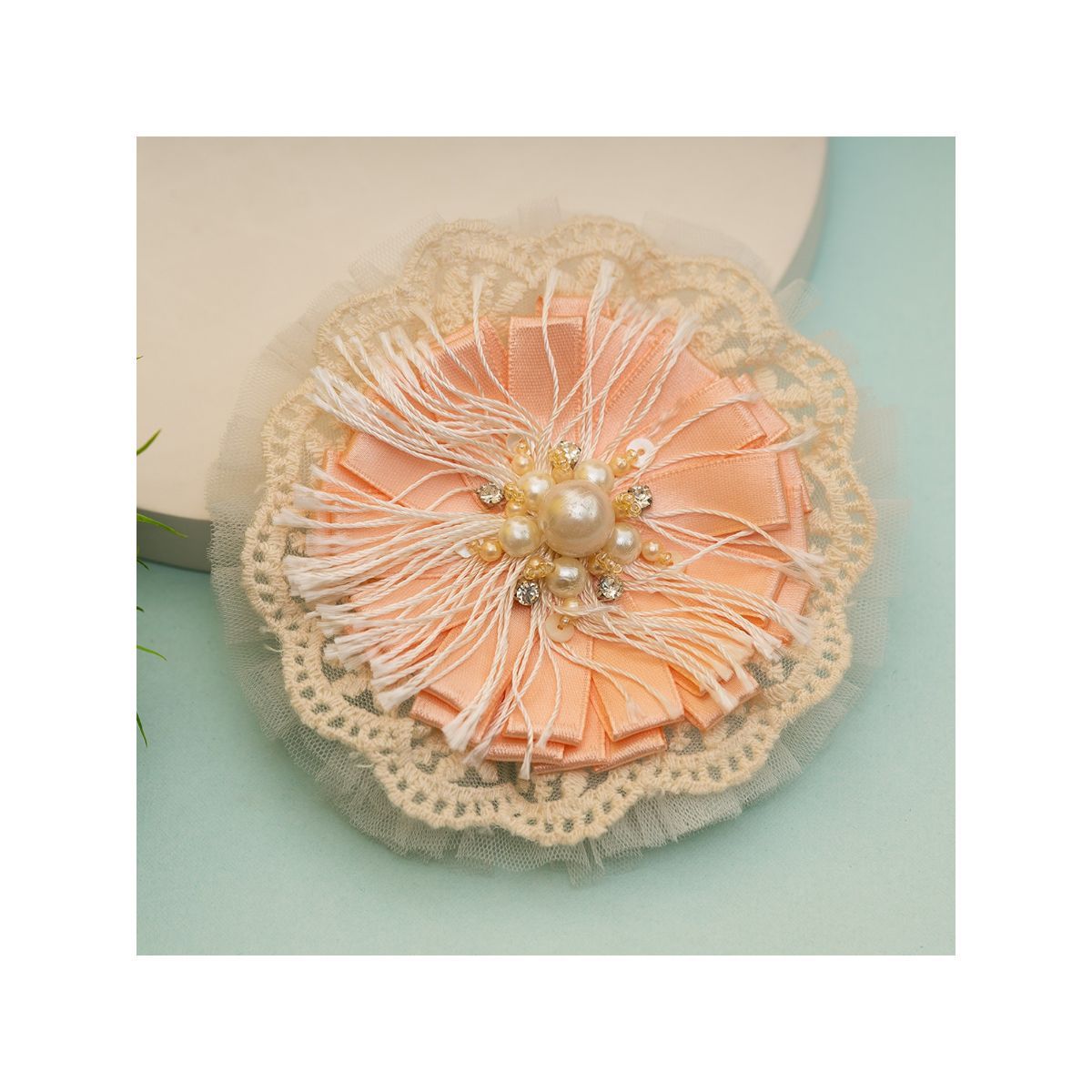 Choko Kids Exquisite Blossom Satin, Tulle and Lace Hair Clip-Peach: Buy ...