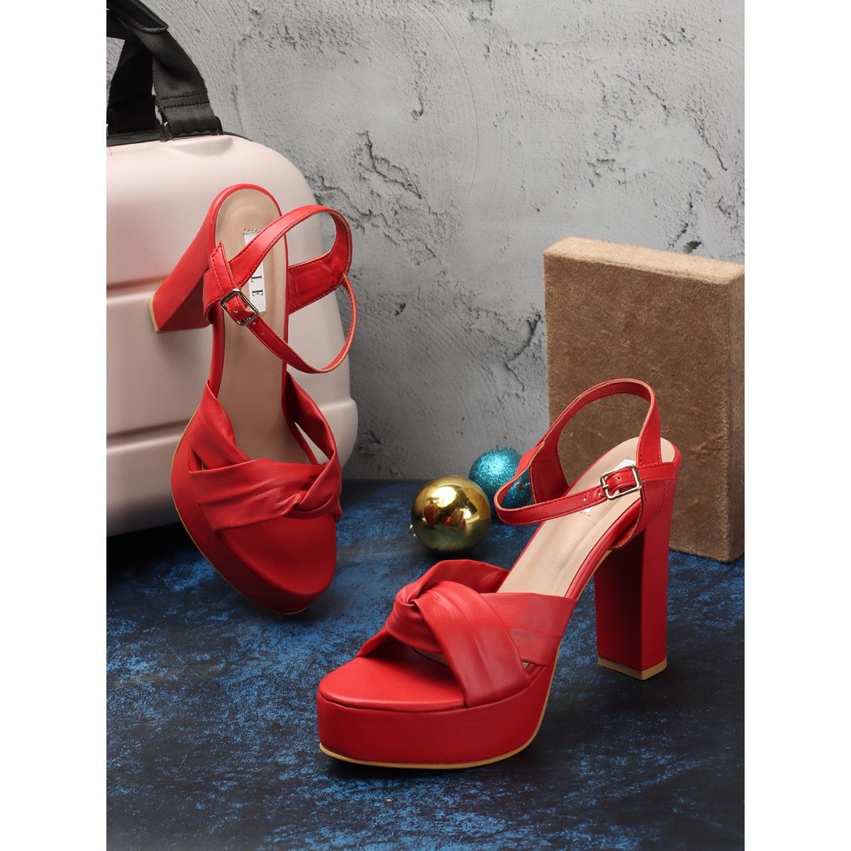 Buy ELLE Red Solid Women Sandals Online