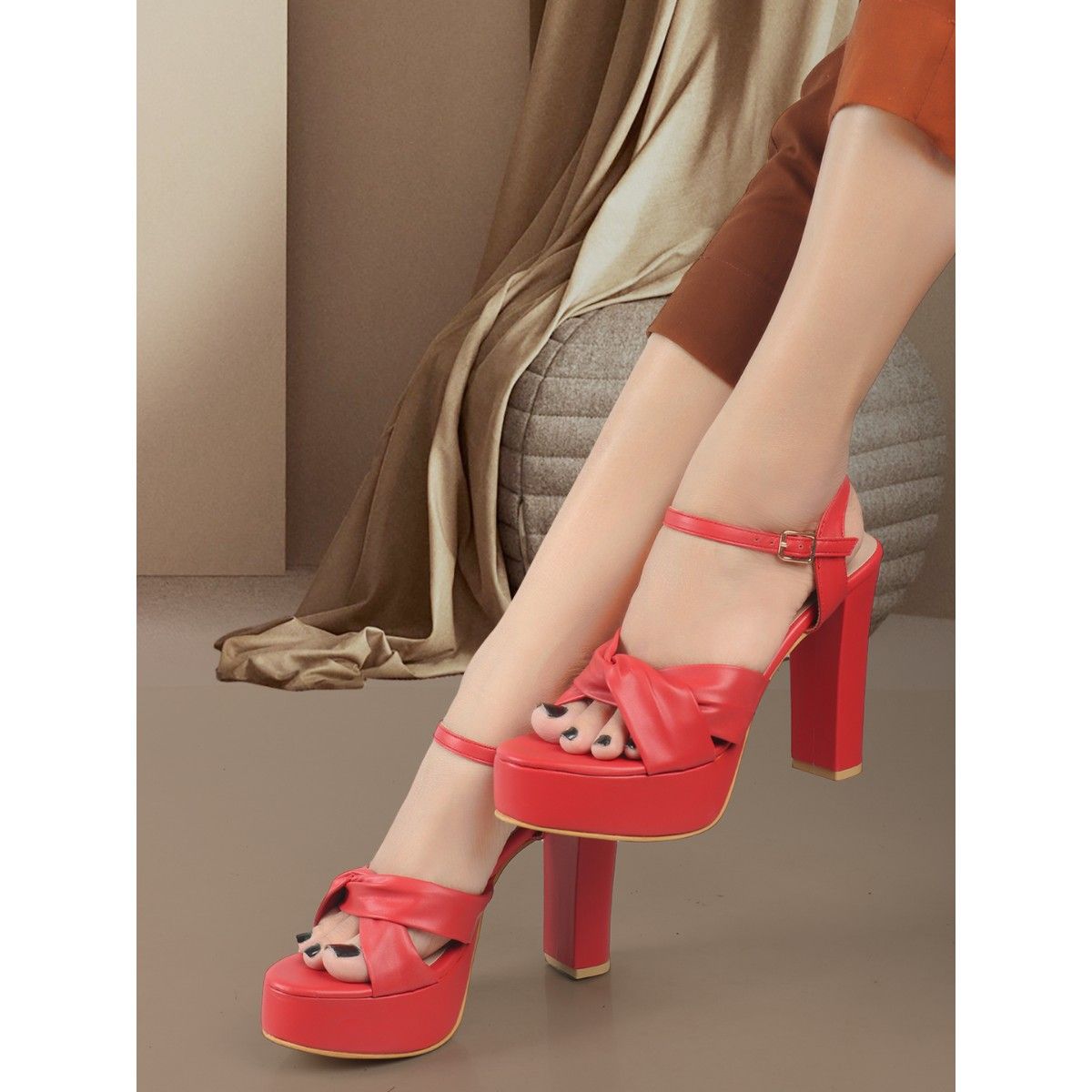 Buy ELLE Red Solid Women Sandals Online