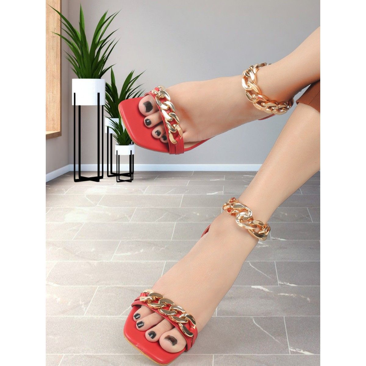 Buy ELLE Red Embellished Women Sandals Online