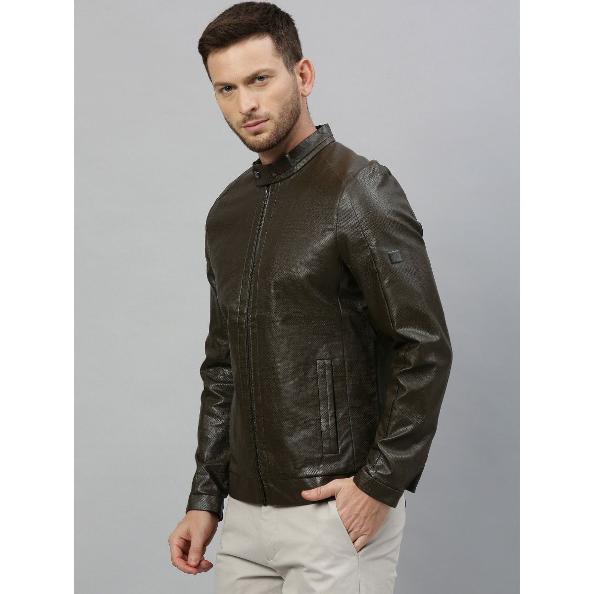 Buy Rare Rabbit Olive Quat Solid Jacket Online