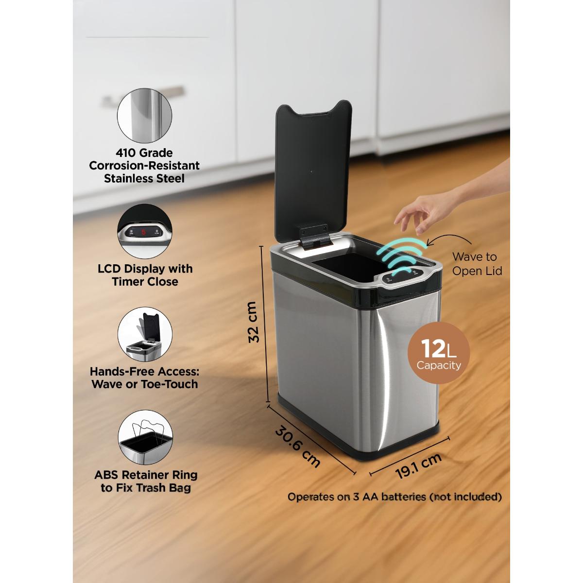 Buy UMAI Automatic Sensor Dustbin 12L, Silver Online