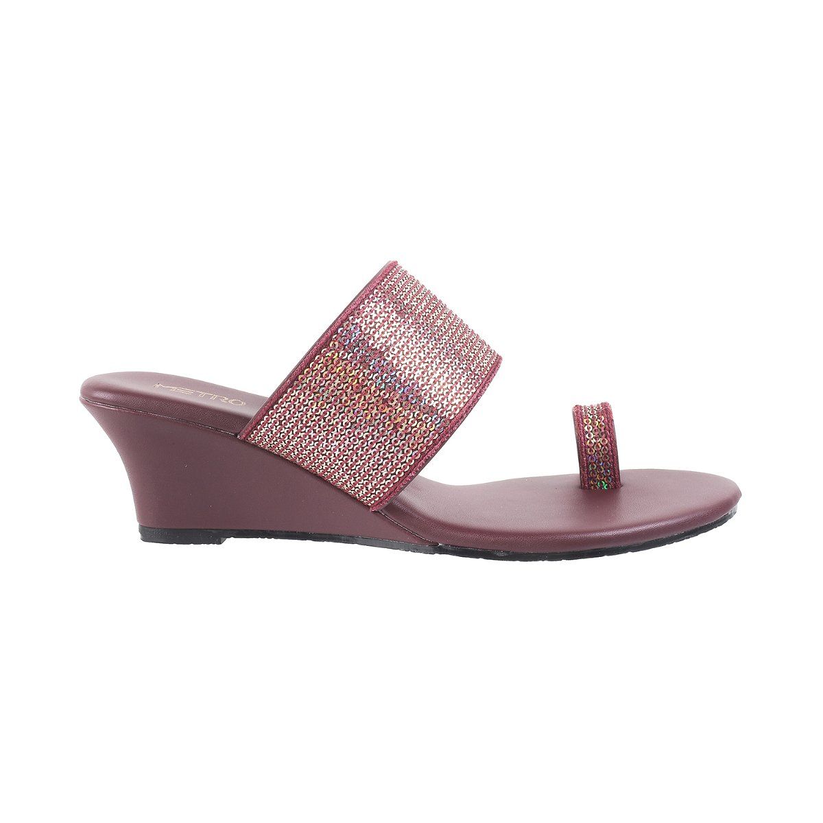 Buy Metro Women Festive Synthetic Maroon Sandals Online