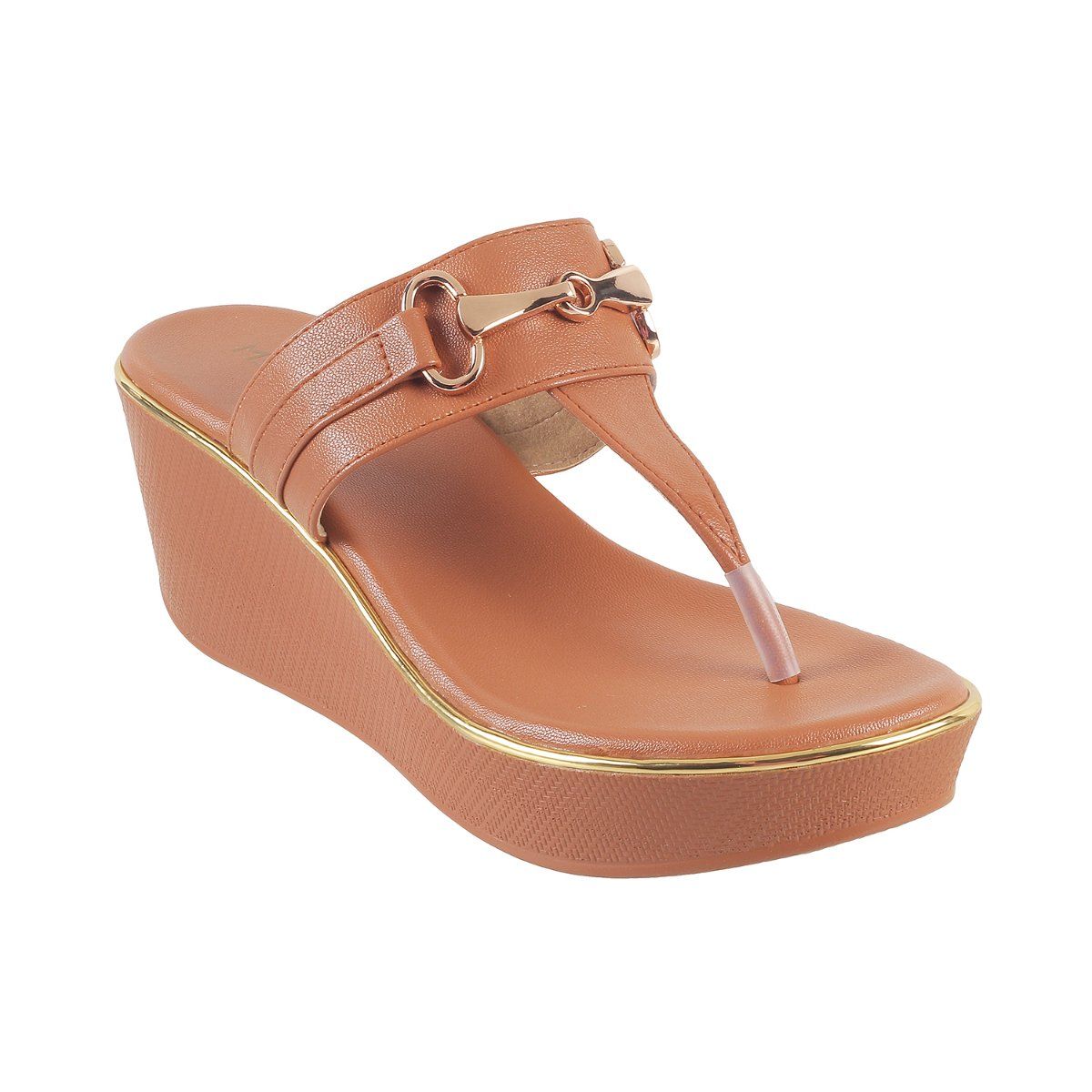 Buy Metro Women Casual Synthetic Tan Wedges Online