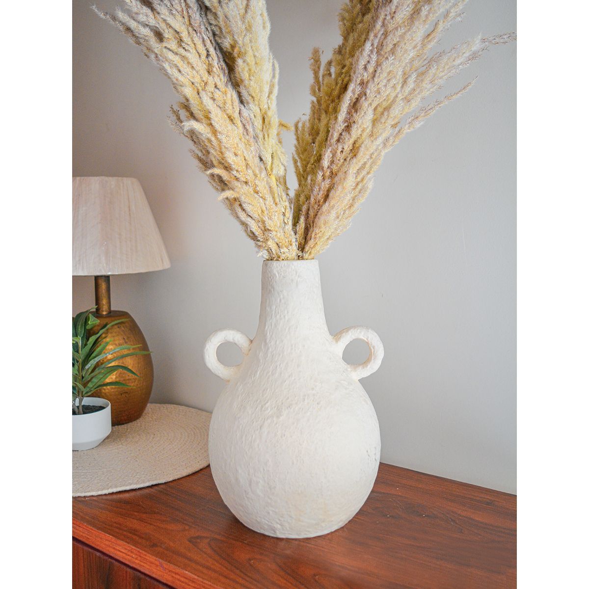 Hollyhock White Celia Stoneware Vase: Buy Hollyhock White Celia Stoneware Vase Online at Best ...