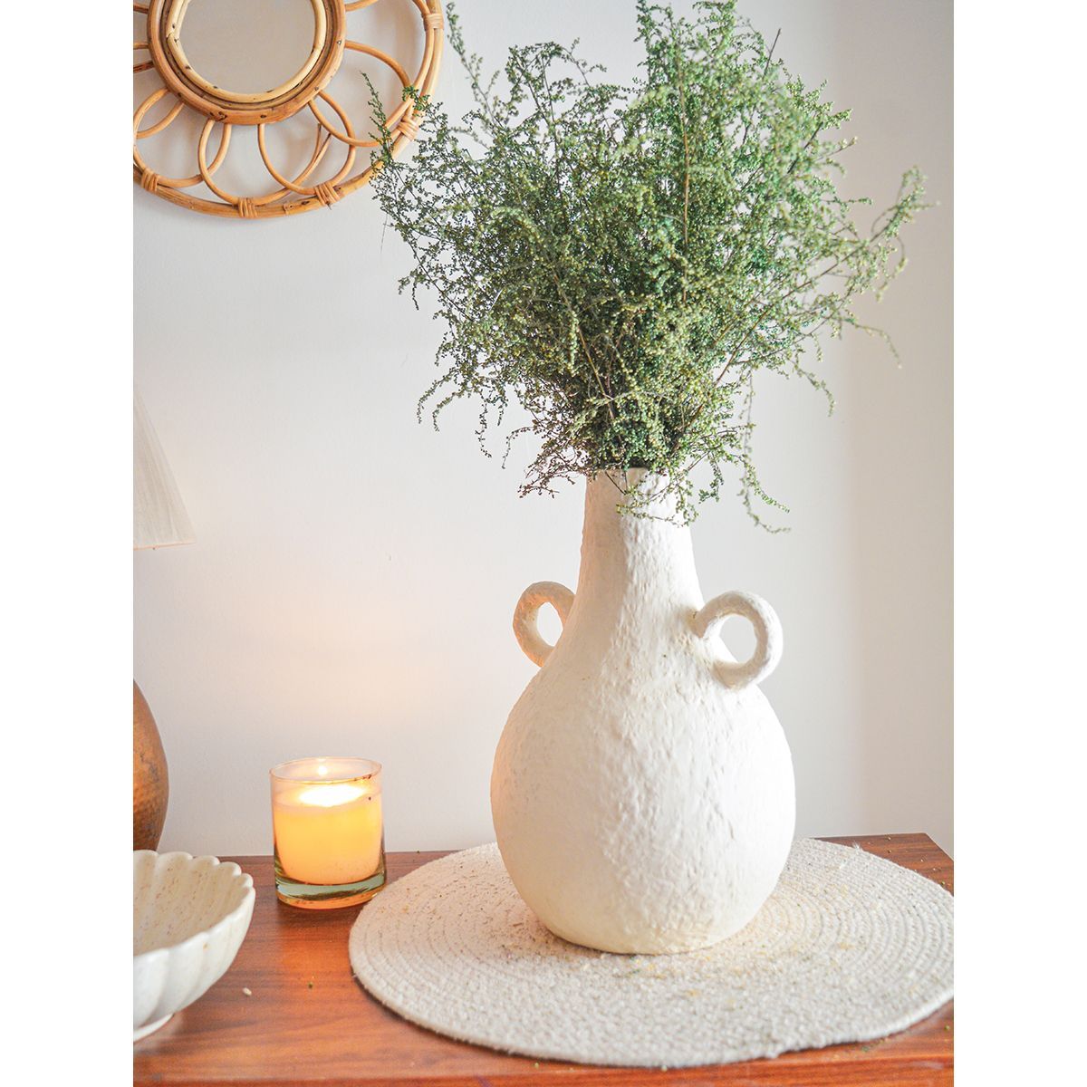 Hollyhock White Celia Stoneware Vase: Buy Hollyhock White Celia Stoneware Vase Online at Best ...