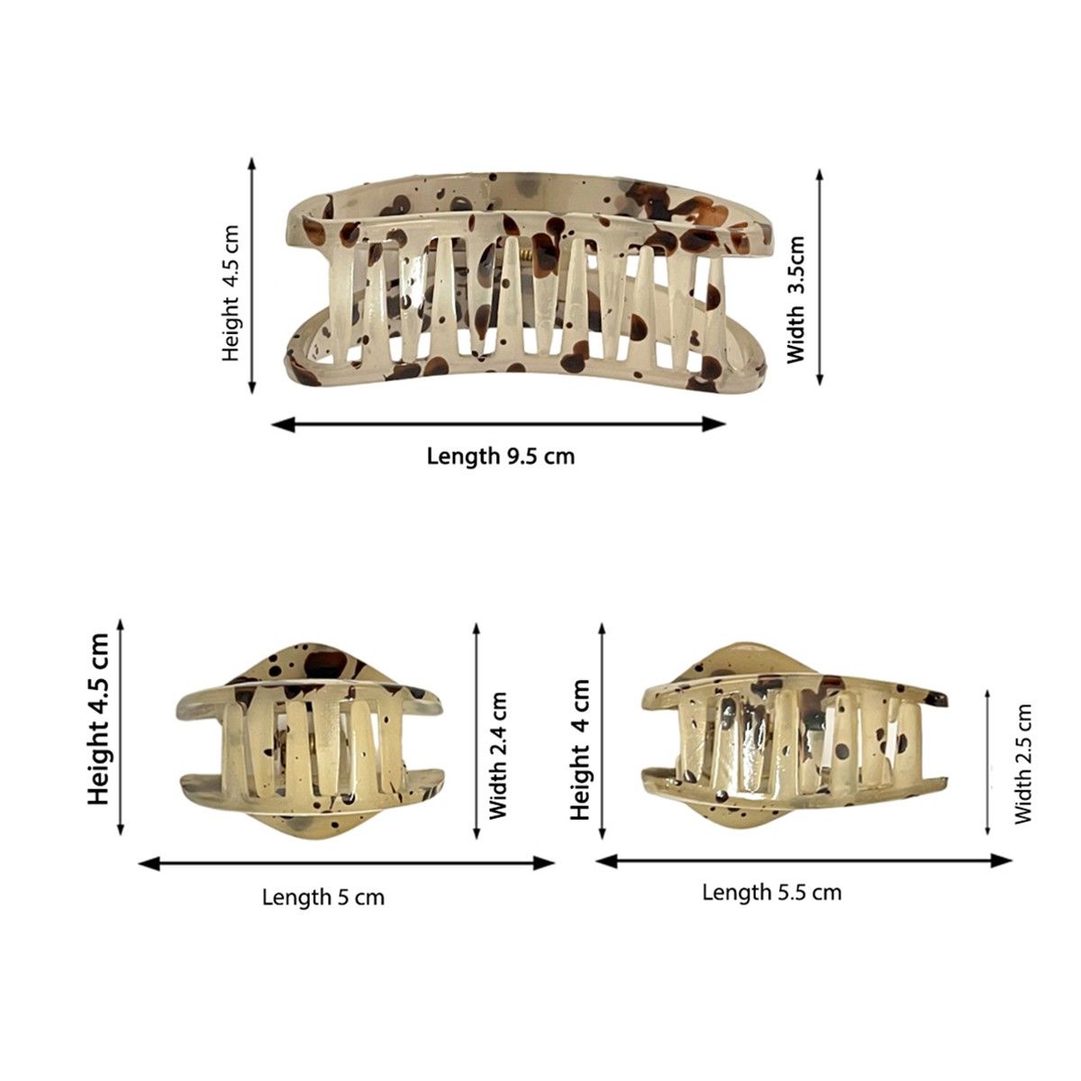 Ayesha Set of 3 Grey Tortoise Shell Semi-Circle, Circular & Oversized ...