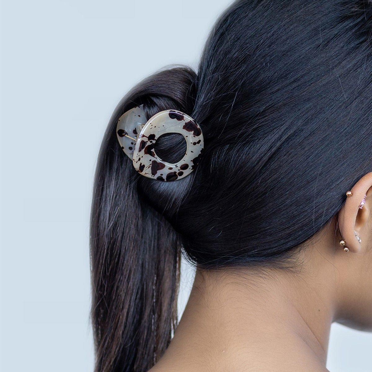 Ayesha Set of 3 Grey Tortoise Shell Semi-Circle, Circular & Oversized ...