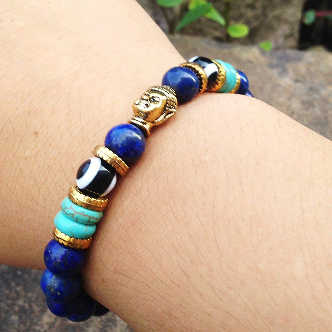 Peora Eye Reiki Healing Feng Shui Yoga Blue Crystal Str& Bracelet ...