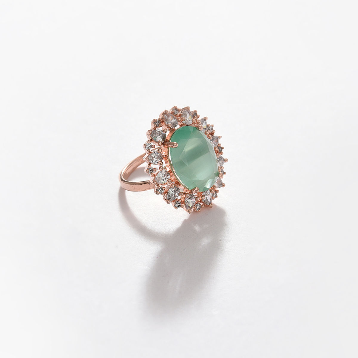 Buy SOHI Gold Plated Green Stoned Ring Online