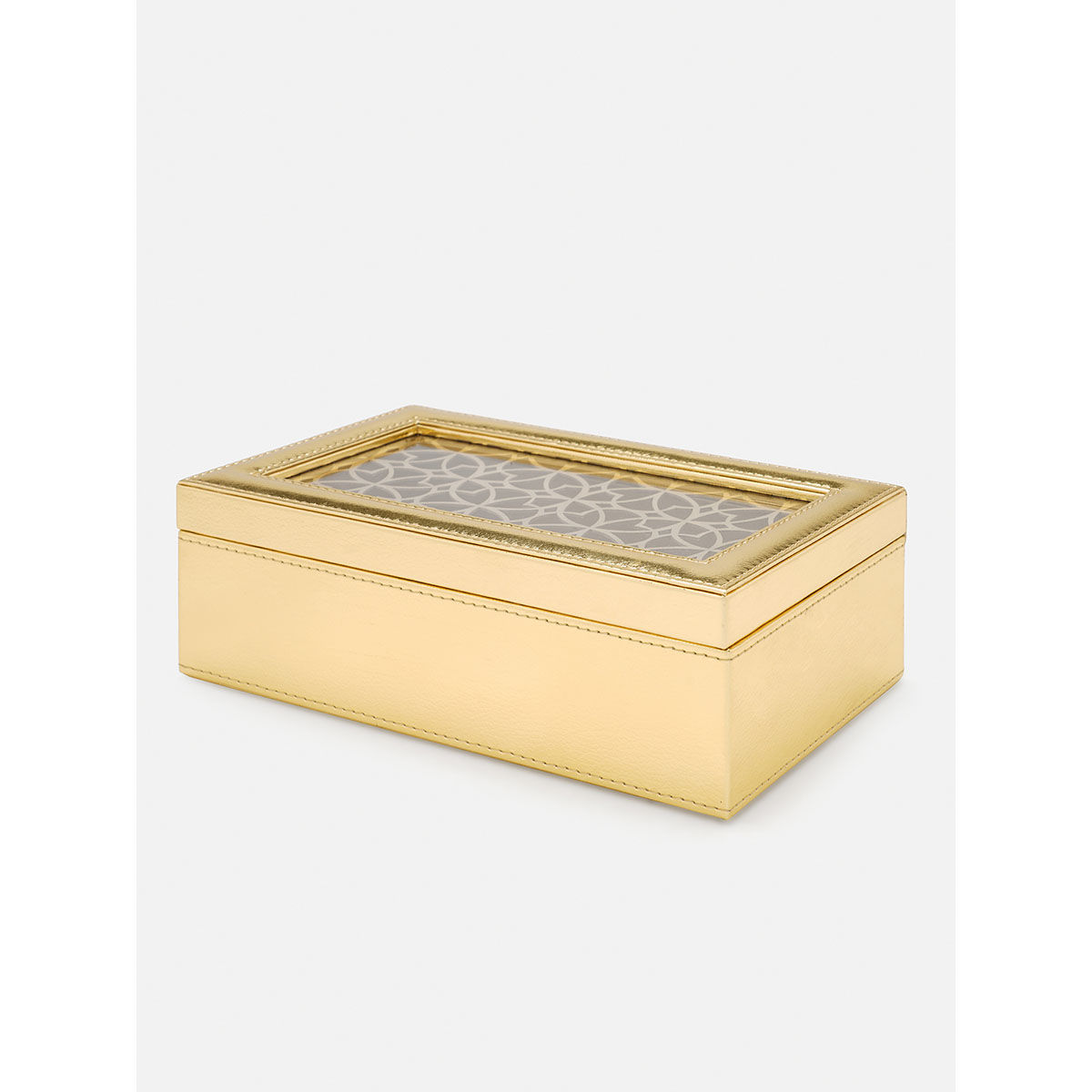 Buy Pure Home + Living Pink Faux Leather Box With Lazer Cut Glass Lid ...