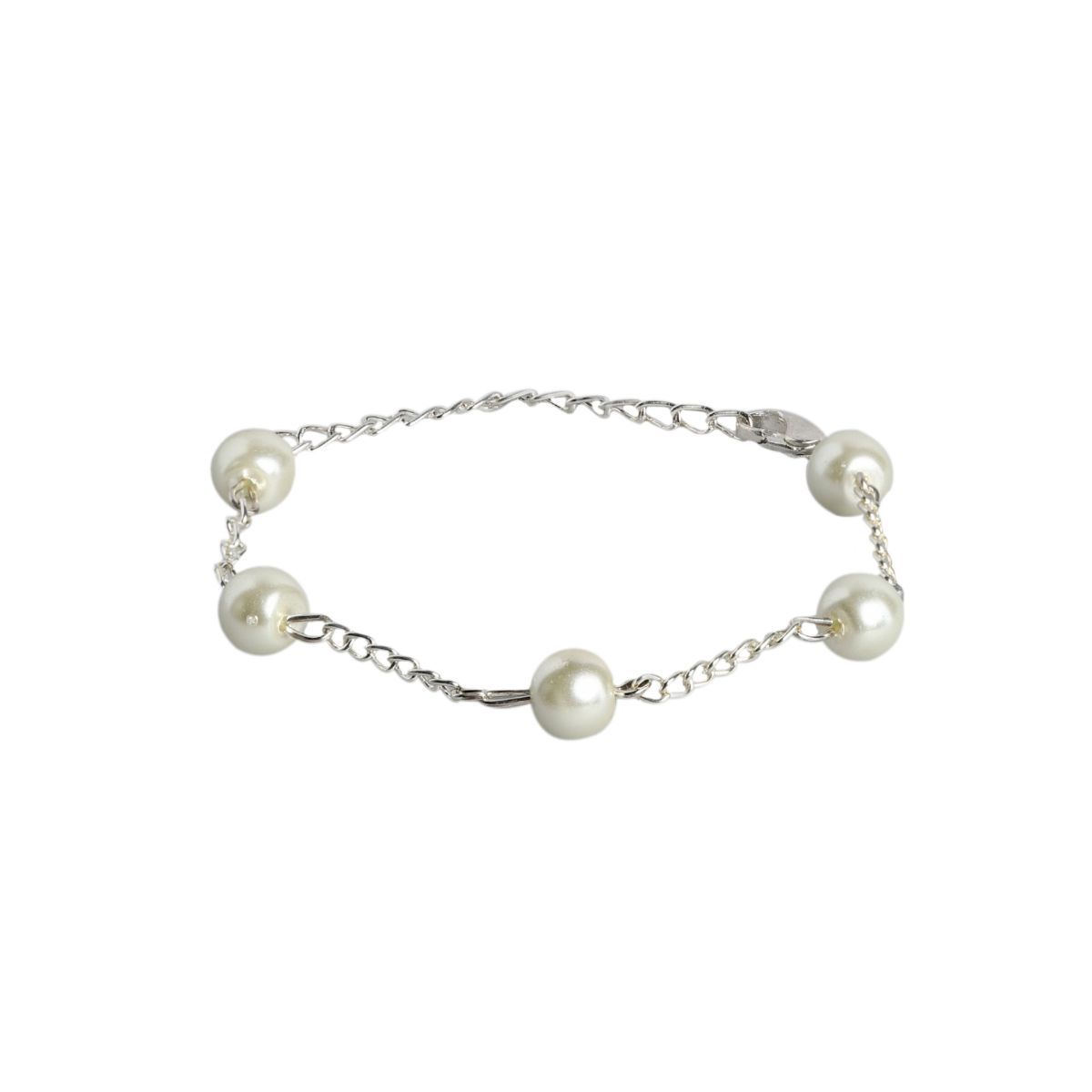 Zaveri Pearls Silver Tone Contemporary Pearls Chain Necklace Earring