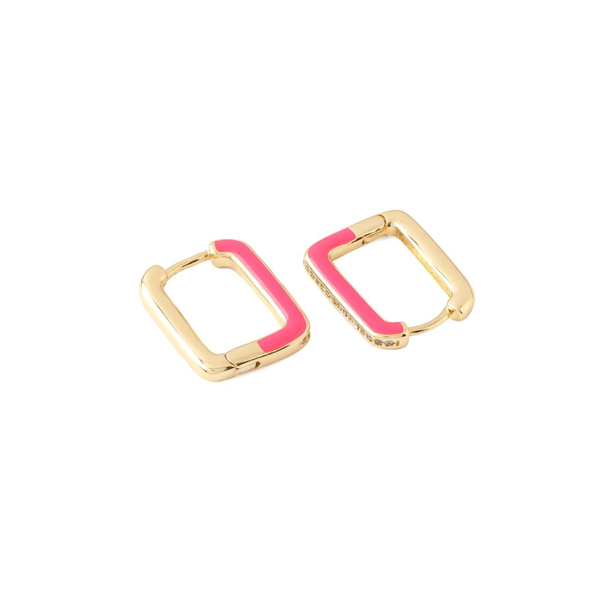Mitali Jain Fruit Hoops(Pink)-Rectangle Shaped Hoops Studded with Zircon: Buy Mitali Jain Fruit ...
