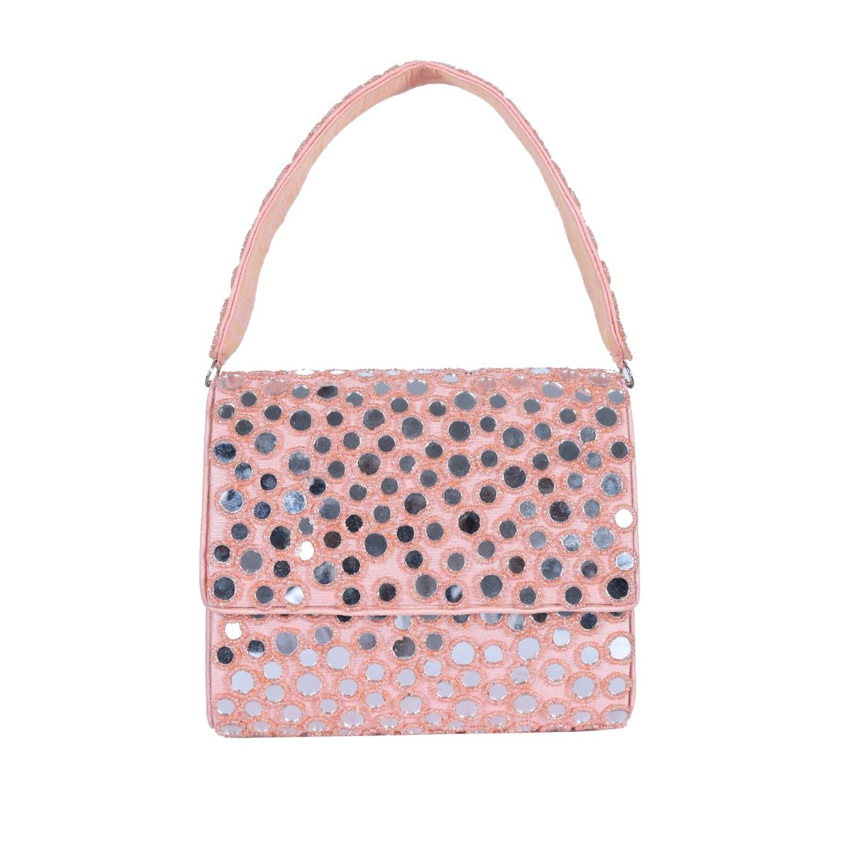Buy Angeline Pink Mirror Embellished Sling Bag Online
