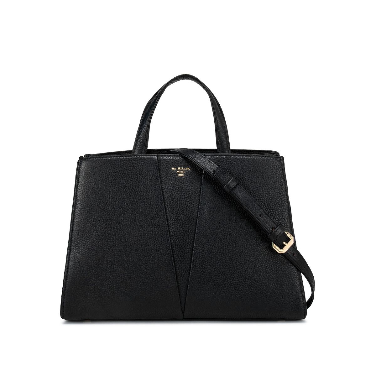 Buy Da Milano Black Leather Satchel Bag Online