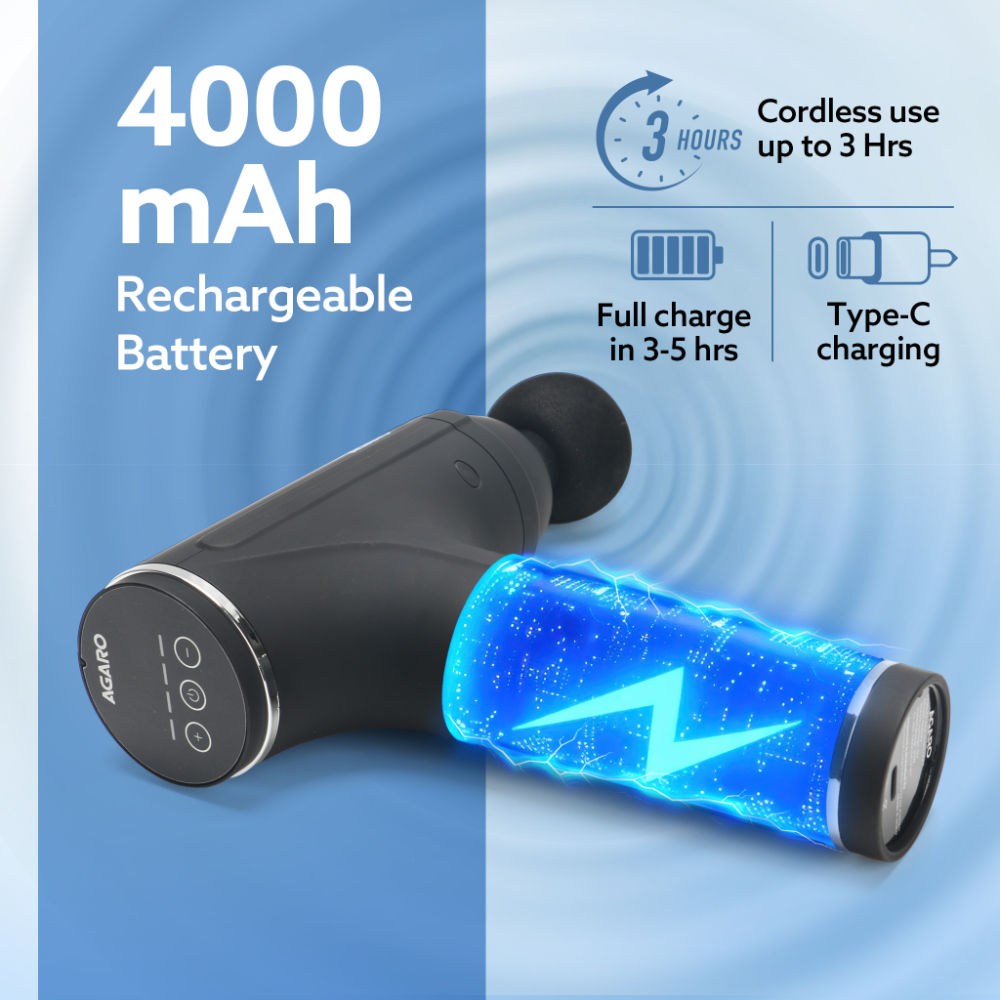 Buy Agaro Galaxy Gun Massager 6-Speed Deep Tissue with 4 Heads - Black ...