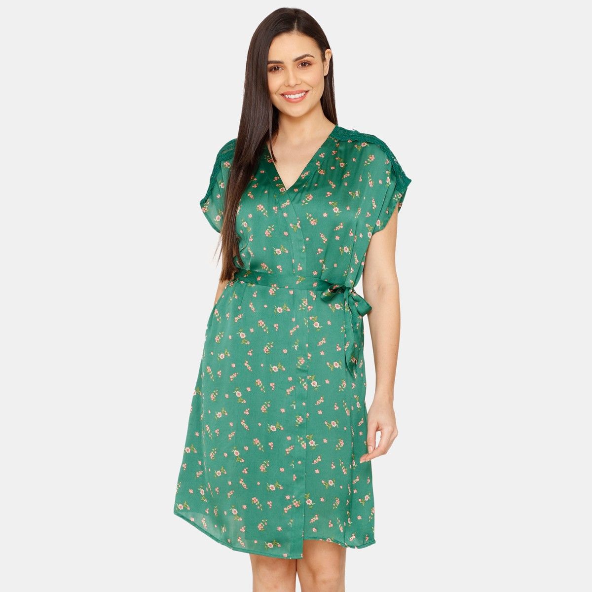 Buy Zivame Sprigged Florals Woven Robes - Greener Pastures Online