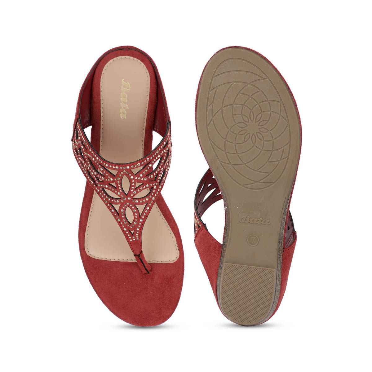 Bata Detail Pattern Red Flats: Buy Bata Detail Pattern Red Flats Online ...