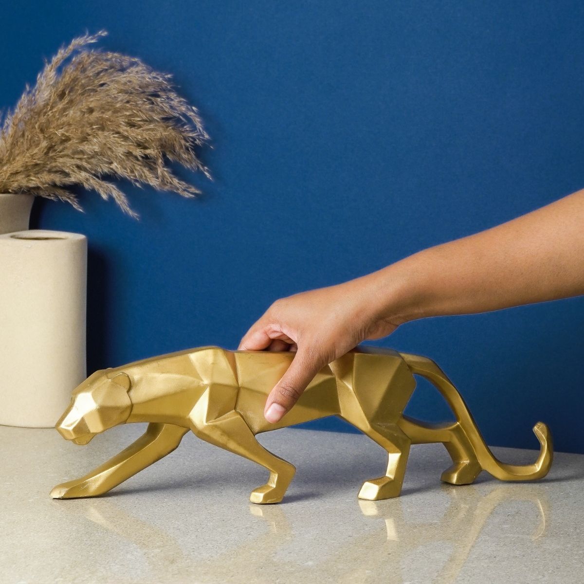 Buy The Decor Mart Cubism Art Gold Geomric Leopard Statue Online