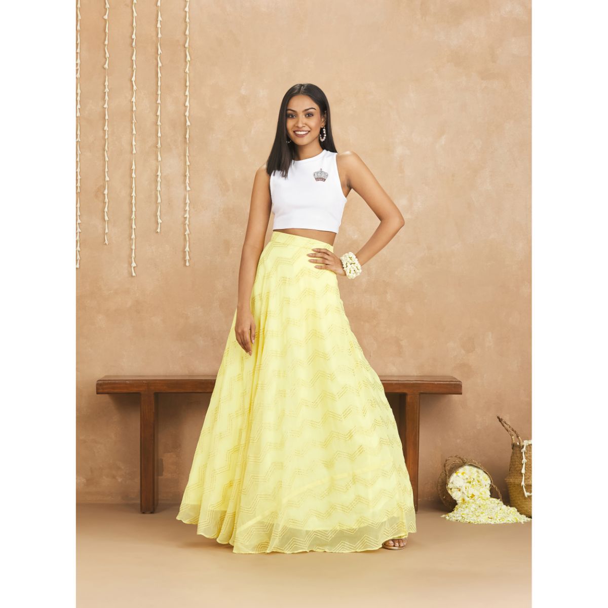 Buy Gajra Gang Pataka Kudi White Crown Badge Crop top GGTOP07 Online